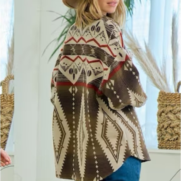 new in | Jackets & Coats | New In Western Style Aztec Print Shacket In ...